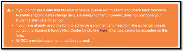How to Schedule a Shipment for New Equipment – GCA Student & Family ...