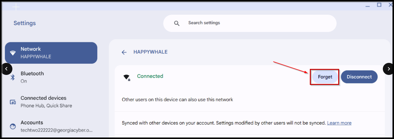 Forget a Network on the Chromebook – GCA Student & Family Help Center